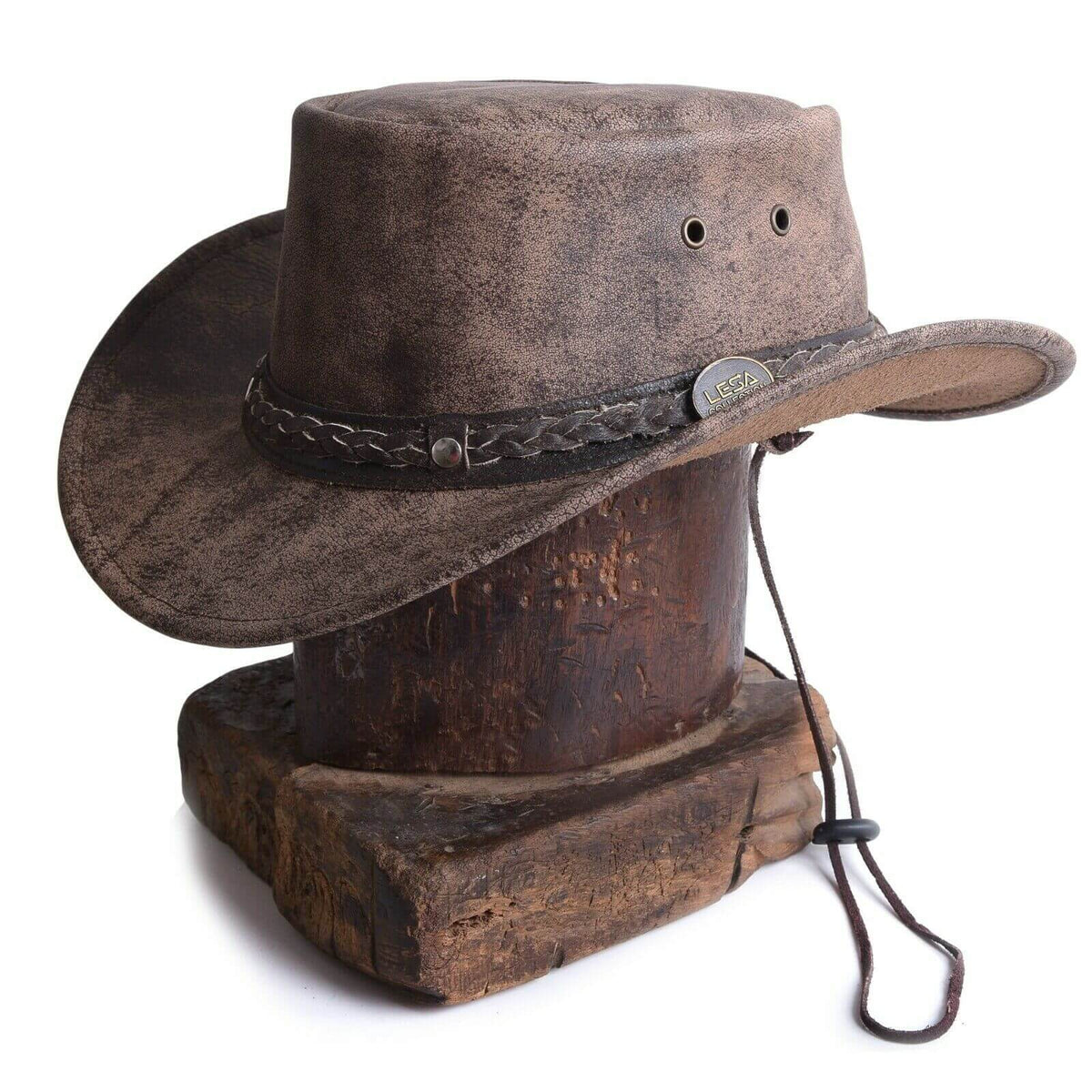 Australian Distressed Brown Leather Crushable Outback Hat – Lesa Collection